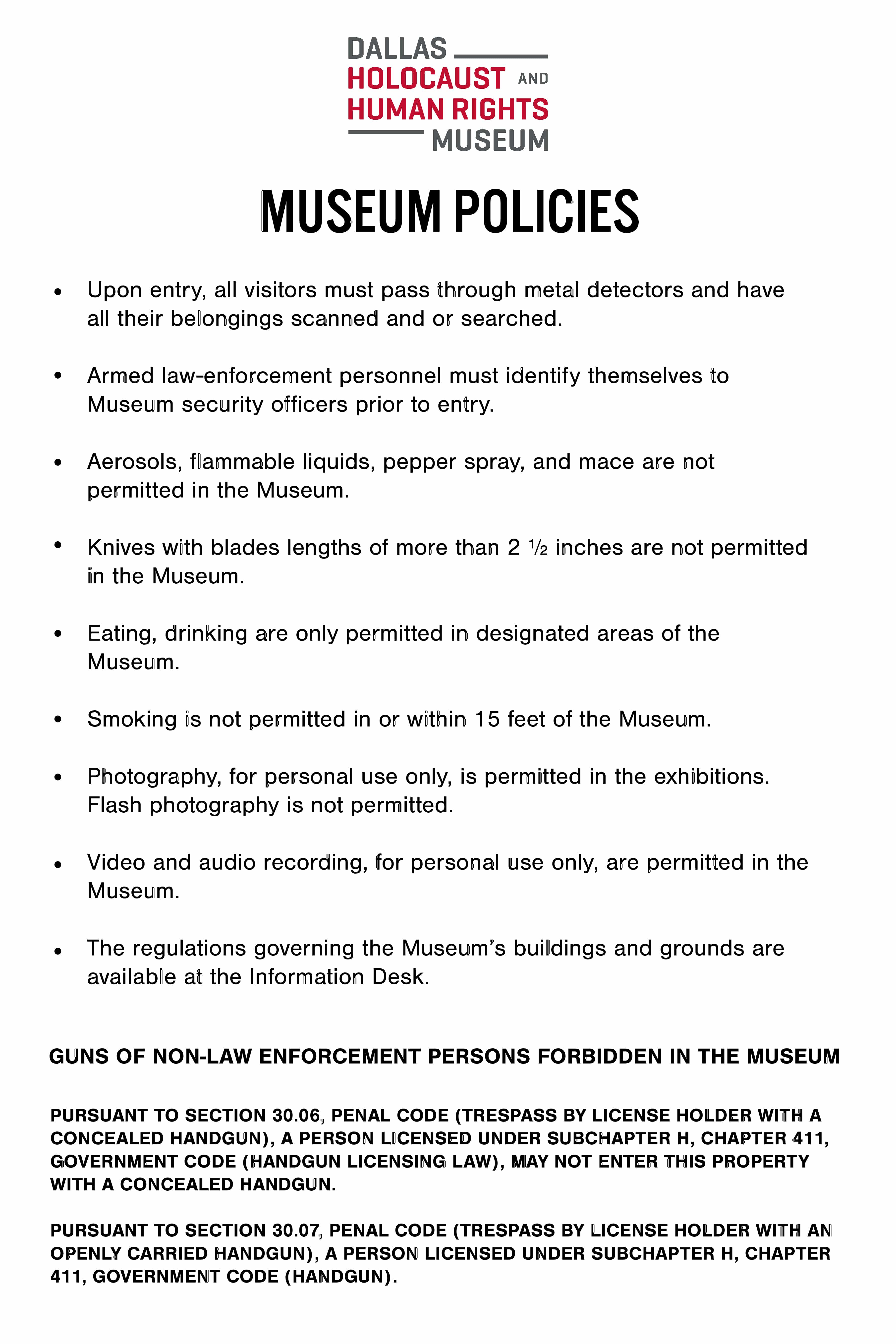 Museum Hours, Location and Parking - Dallas Holocaust and Human Rights ...